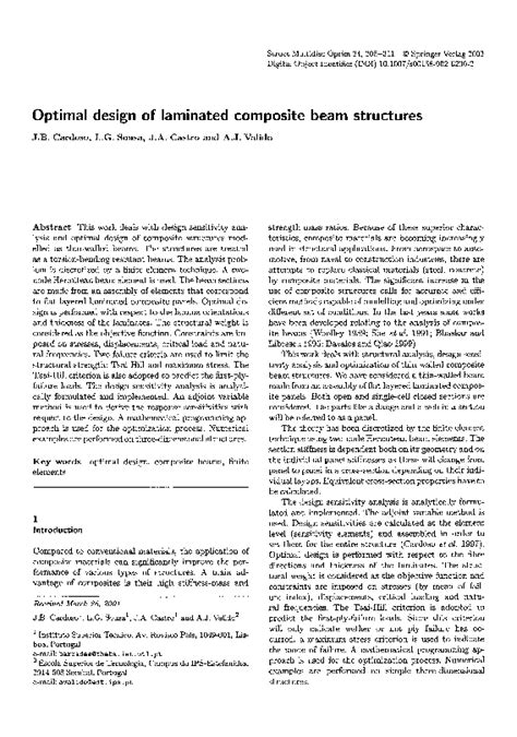 Pdf Optimal Design Of Laminated Composite Beam Structures