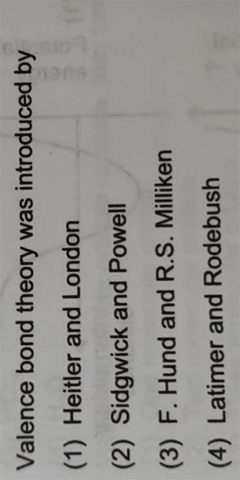 Valence Bond Theory Was Introduced By Filo