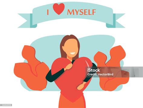 자부심 벡터 일러스트레이션 플랫 작은 개인 신뢰 사람 개념 교만 감사 수용감으로 심리적 사고방식과 삶의 태도 정신적 도덕적 자아 존중 가공의 인물에 대한 스톡 벡터 아트 및