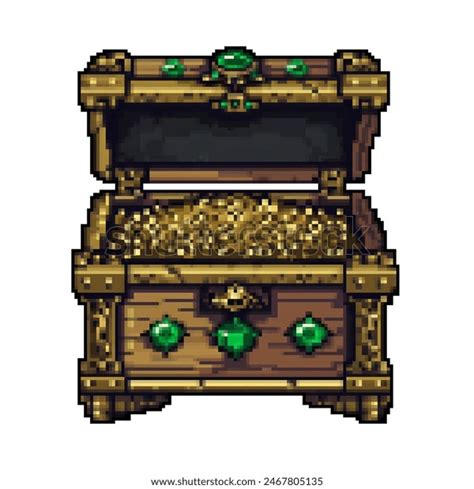 Open Pixel Art Treasure Chest Overflowing Stock Illustration Shutterstock