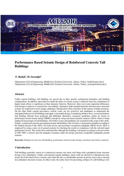 Pdf Performance Based Seismic Design Of Reinforced Concrete Tall Buildings