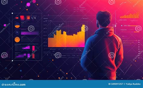 Data Analyst Reviewing Interactive Digital Dashboard With Colorful