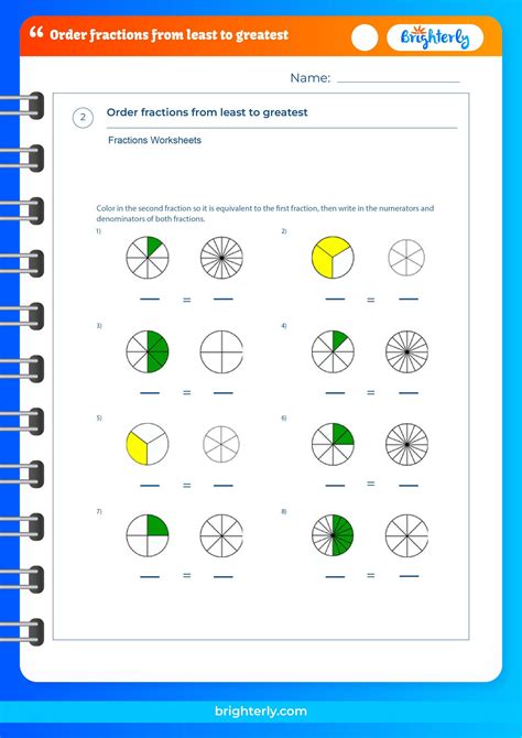 Order Fractions From Least To Greatest Worksheets Pdfs