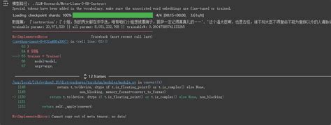 使用 Llama3 的 Lora 微调报错：notimplementederror Cannot Copy Out Of Meta