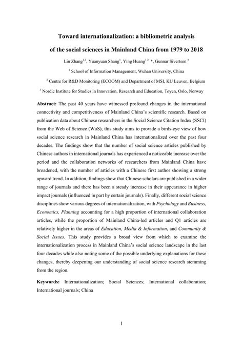 Pdf Toward Internationalization A Bibliometric Analysis Of The