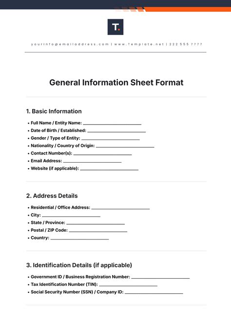 Free General Information Sheet Format Template To Edit Online