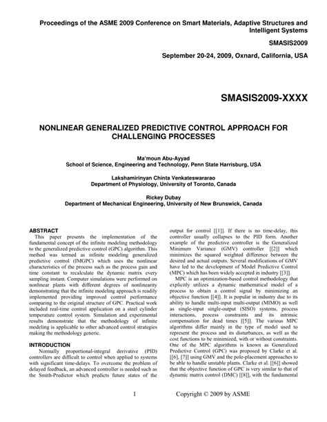 pdf nonlinear generalized predictive control approach for challenging