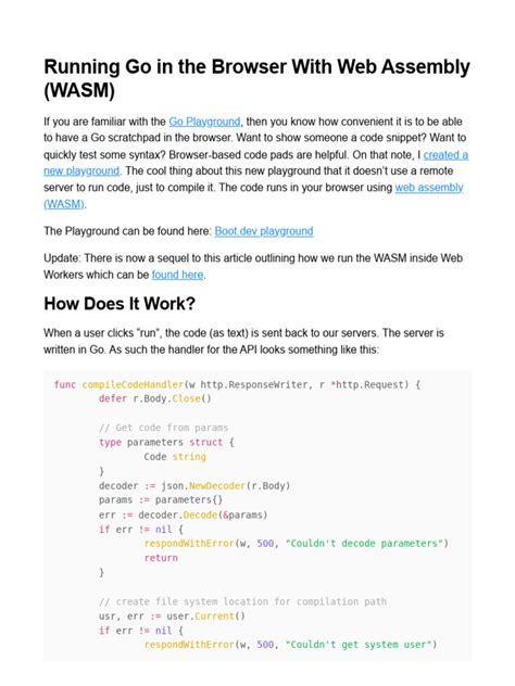 X Running Go In The Browser With Web Assembly Wasm Download Free Pdf Computer Science