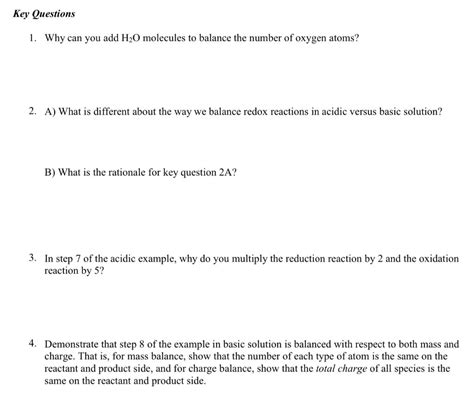 Solved Model Part Balancing A Redox Equation In Acidic Chegg Com