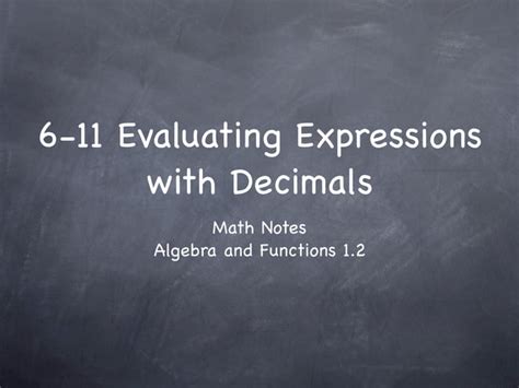 6 11 Evaluating Expressions With Decimals PPT