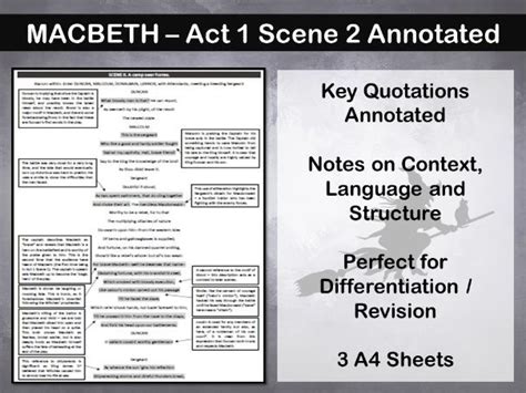 macbeth act 1 scene 2 annotated teaching resources