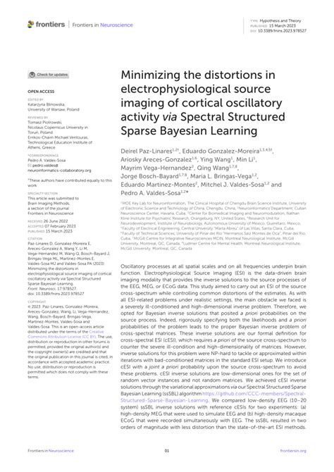 Pdf Minimizing The Distortions In Electrophysiological Source Imaging