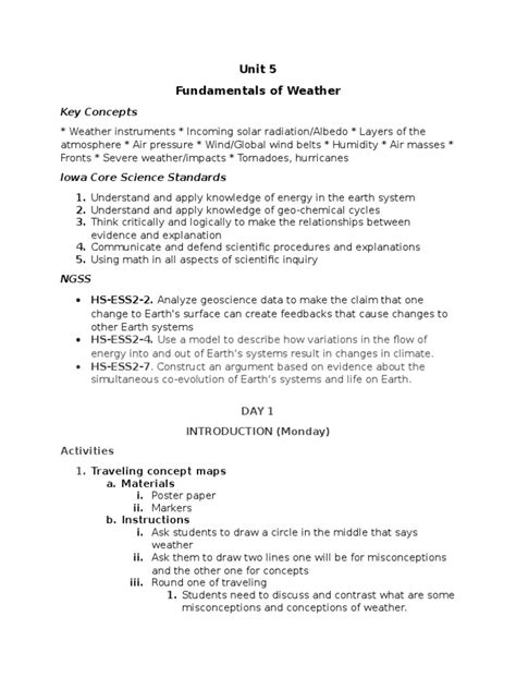 Unit 5 Fundamentals Of Weather Key Concepts Descargar Gratis Pdf