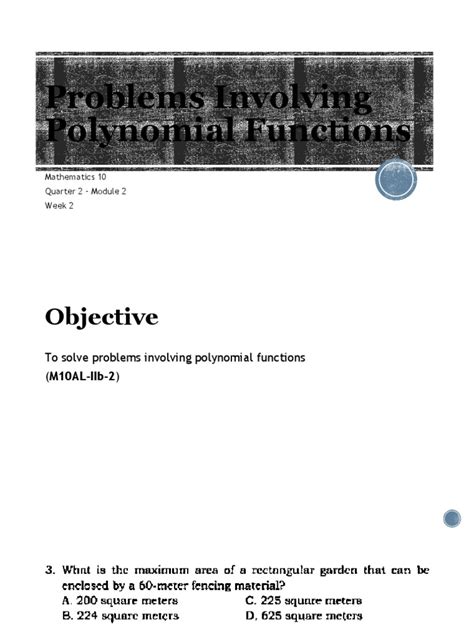 Problems Involving Polynomial Functions 1 1 Pdf