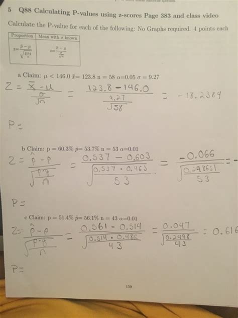 Solved 5 Q88 Calculating P Values Using Z Scores Page 383 Chegg Com