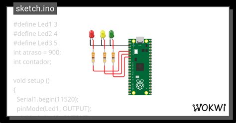 exercicio usando for wokwi esp32 stm32 arduino simulator