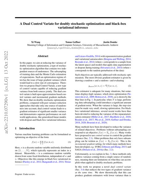 Pdf A Dual Control Variate For Doubly Stochastic Optimization And