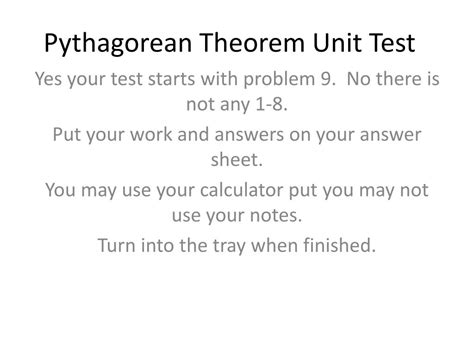Ppt Pythagorean Theorem Unit Test Powerpoint Presentation Free