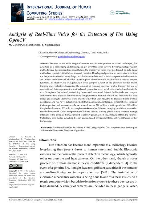 Pdf Analysis Of Real Time Video For The Detection Of Fire Using Opencv