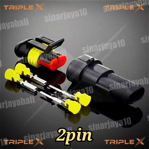 Jual Soket Socket Konektor Kabel Motor 2pin 2p 2 Pin Waterproof Anti Air Hitam Connector