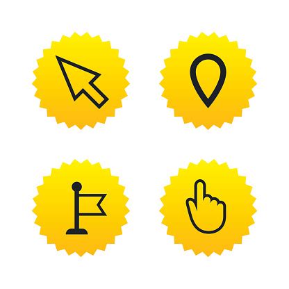 Mouse Cursor Icon Hand Or Flag Pointer Symbols Vector Image Royalty