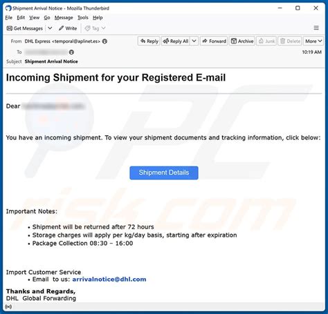 DHL Incoming Shipment Notification Email Scam Removal And Recovery