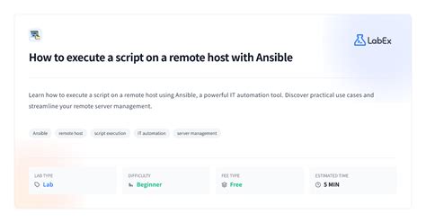 how to execute a script on a remote host with ansible labex