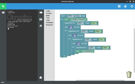 Espruino Web IDE Visual Programming Language For Microcontrollers