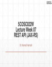 Lecture Week07 REST API JAXRS 6 Pdf 5COSC022W Lecture Week 07 REST