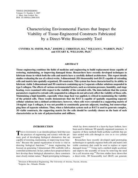 Pdf Characterizing Environmental Factors That Impact The Viability Of