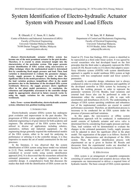 Pdf System Identification Of Electro Hydraulic Actuator System With Pressure And Load Effects