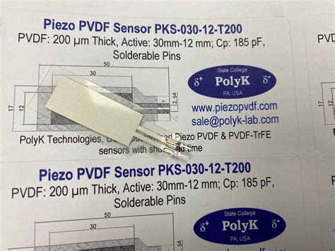 Iezo Pvdf Sensor 200um Thick X 12 Cm X 3 Cm 185 Pf For Vibration Iezo Pvdf Sensor 200um Thick X 12 Cm X 3 Cm 185 Pf For Vibration