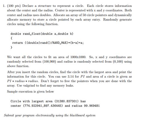Solved Declare A Structure To Represent A Circle Each Chegg