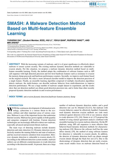 Pdf Smash A Malware Detection Method Based On Multi Feature Ensemble