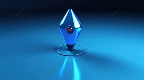 3d Render Of Blue Glass Icon Representing Location Pinpoint Background