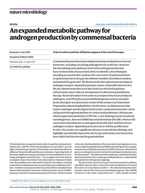 An Expanded Metabolic Pathway For Androgen Production By Commensal