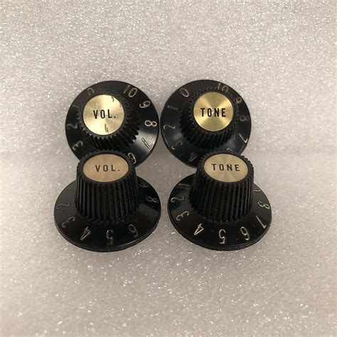 Gibson Witch Hat Volume And Tone Knob Set Of 4 1968 Black Reverb