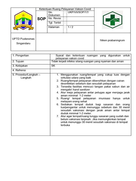 Sop Ketentuan Ruang Pelayanan Pdf