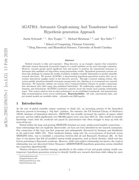 Pdf Agatha Automatic Graph Mining And Transformer Based Hypothesis Generation Approach