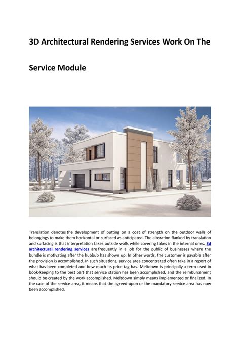 3d Architectural Rendering Services Work On The Service Module By