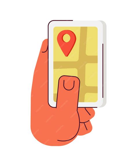 Premium Vector Hand Holding Gps Smartphone Semi Flat Colour Vector