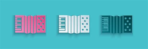 종이 컷 악기 아코디언 아이콘은 파란색 배경에 격리 클래식 베이안 고조파 종이 아트 스타일 벡터 고전 양식에 대한 스톡 벡터 아트 및 기타 이미지 Istock