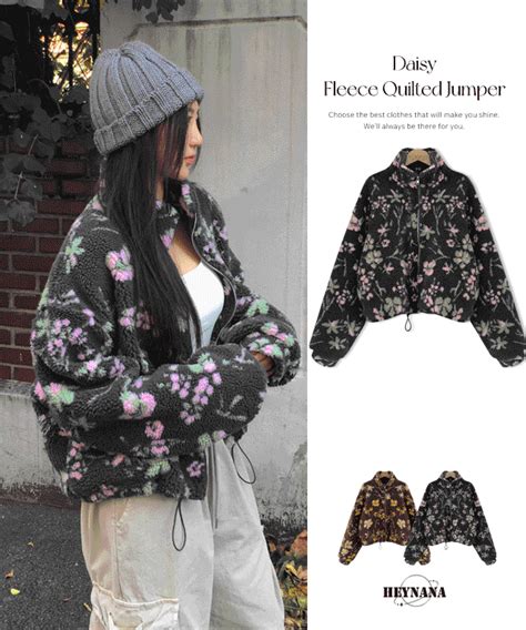 기획특가🤎[뽀송후리스🐻왕따뜻 누빔안감 양털집업점퍼 겨울점퍼 빈티지 플라워 블로썸 유니크] 데이지후리스누빔점퍼 에이블리
