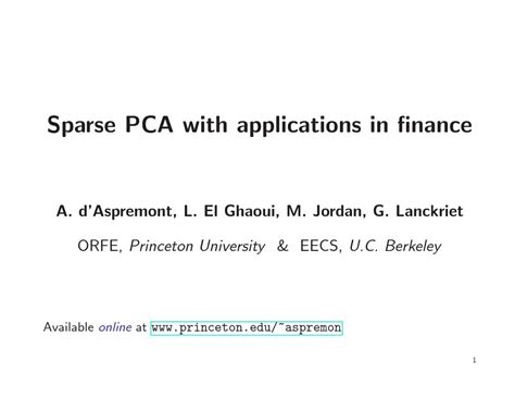 Sparse Pca With Applications In Financeword文档在线阅读与下载无忧文档