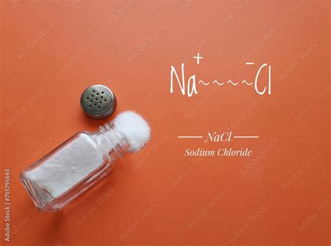 Structural Chemical Formula Of Sodium Chloride Molecule With Glass Salt