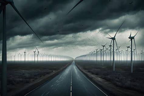 Premium Ai Image Green Ecological Power Energy Generation Wind Farm