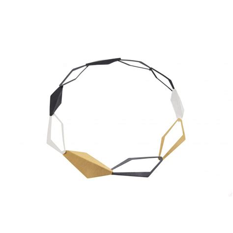 Deco Echo Plated Rhombus Linked Necklace Baldwin Jewellery