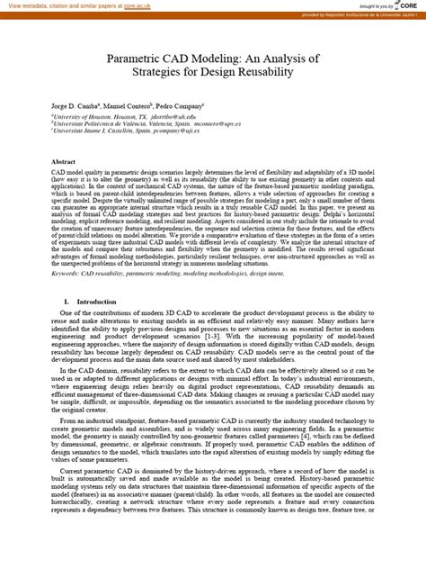 Parametric Cad Modeling An Analysis Of Strategies For Design Reusability Pdf Computer Aided