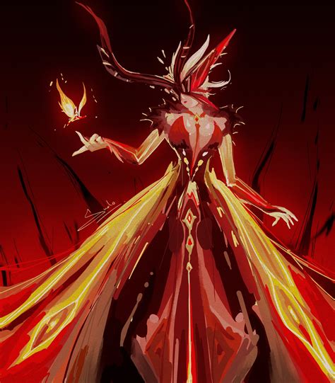 Signora Crimson Lotus Moth And Signora Genshin Impact Drawn By Sk