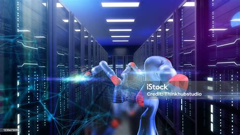 3d 서버 데이터 센터 Ai 인공지능 로봇 제어 엔지니어 미래디지털 사이버 온라인 링크 미래 스마트 기술 클라우드 데이터 빅